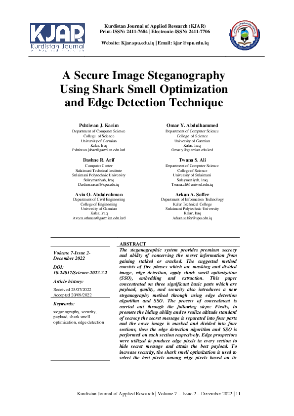 Pdf A Secure Image Steganography Using Shark Smell Optimization And Edge Detection Technique