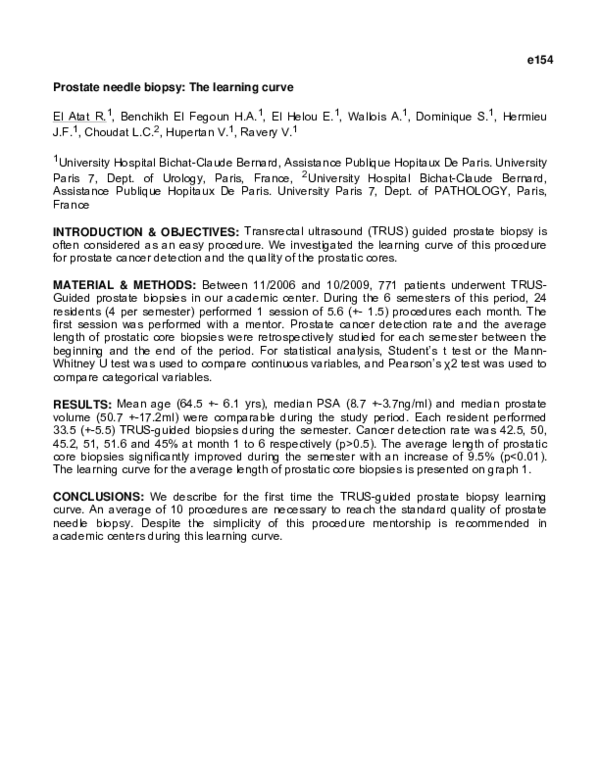 (PDF) 154 Prostate needle biopsy: The learning curve