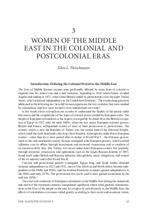 (PDF) Women of the Middle East in the Colonial and Postcolonial Eras