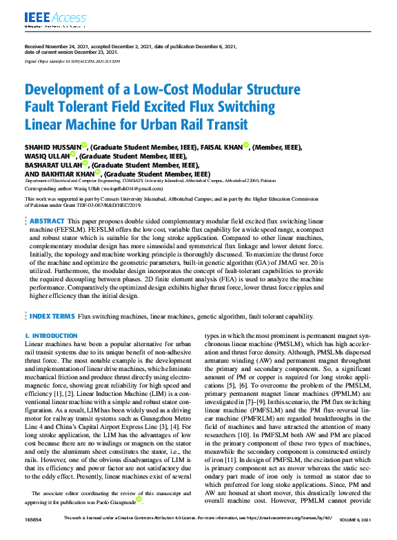 (PDF) Development of a Low-Cost Modular Structure Fault Tolerant Field Excited Flux Switching ...