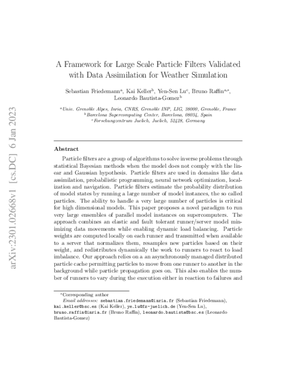(PDF) A Framework for Large Scale Particle Filters Validated with Data ...