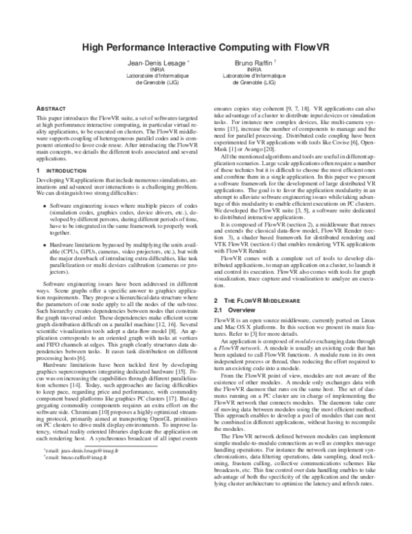 (PDF) High performance interactive computing with FlowVR