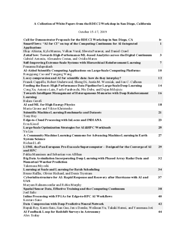 (PDF) A Collection of White Papers from the BDEC2 Workshop in San Diego ...