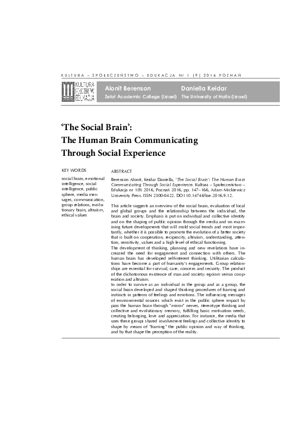(PDF) The Social Brain | Aina Puce - Academia.edu