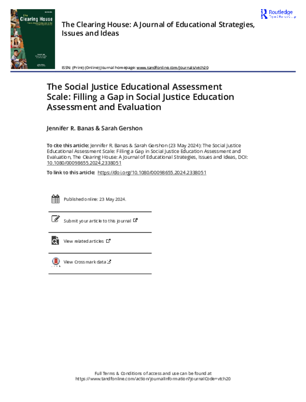 (PDF) The Social Justice Educational Assessment Scale Filling a Gap in ...