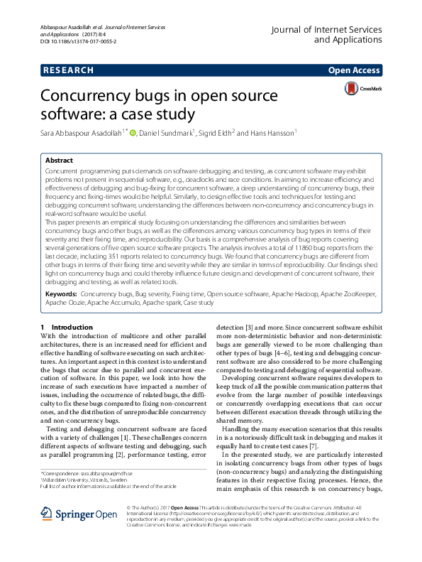 (PDF) Concurrency bugs in open source software: a case study