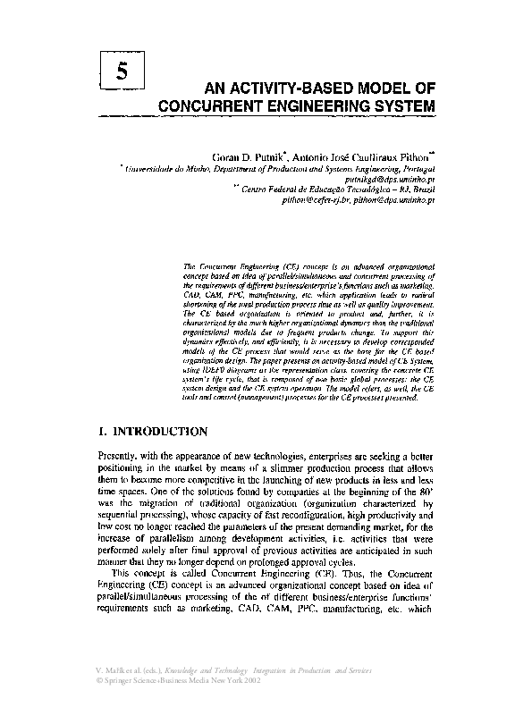 (PDF) An Activity-Based Model of Concurrent Engineering System