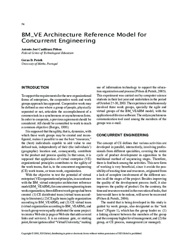 (PDF) BM_VE Architecture Reference Model for Concurrent Engineering