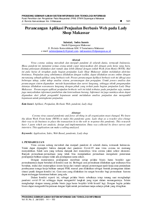(PDF) Perancangan Aplikasi Penjualan Berbasis Web pada Lady