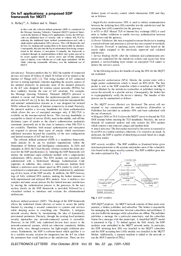 (PDF) On IoT applications: a proposed SDP framework for MQTT