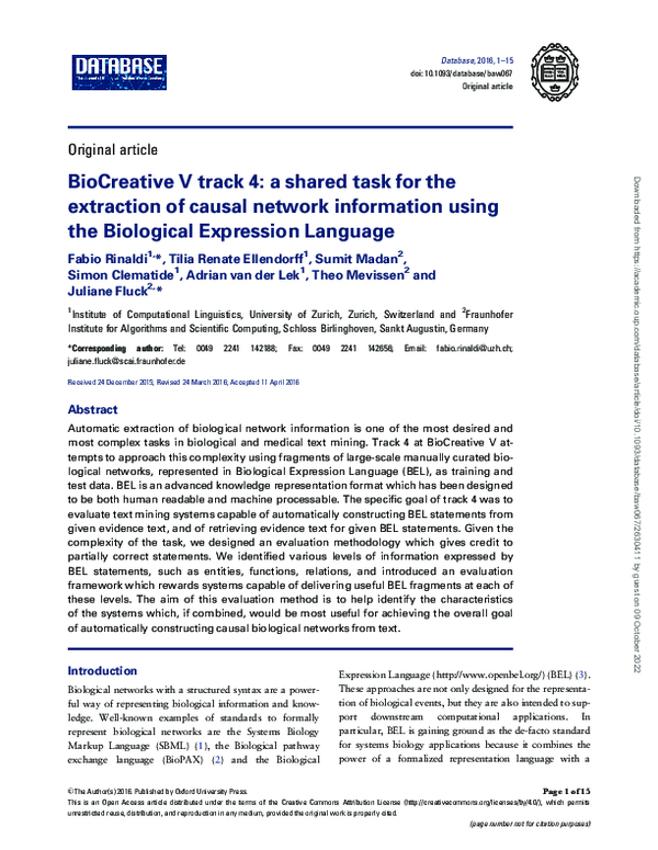 (PDF) BioCreative V track 4: a shared task for the extraction of causal network information ...