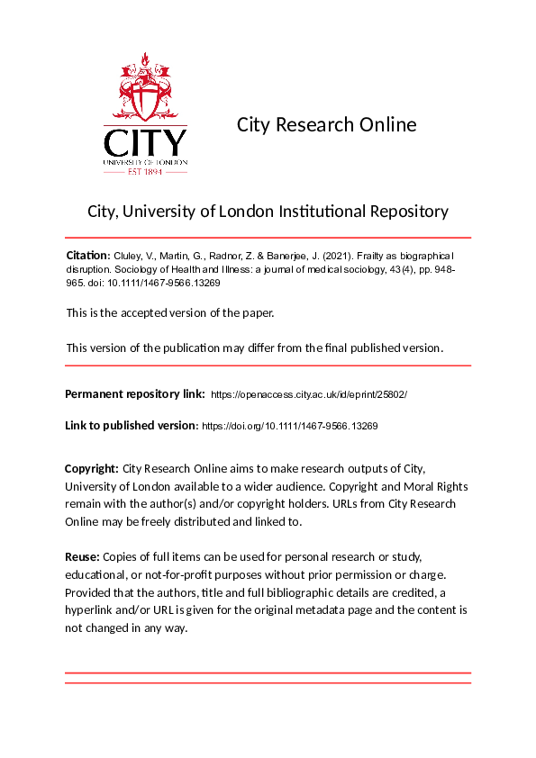 (PDF) Frailty as biographical disruption