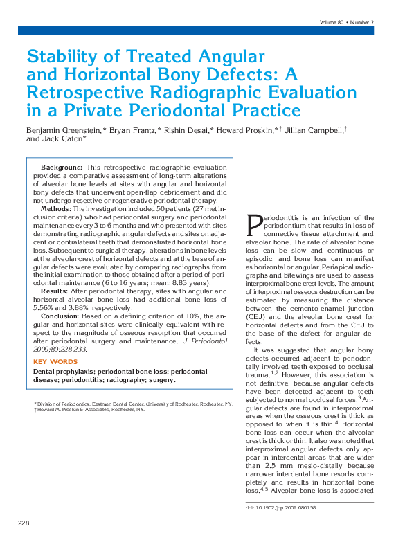 (PDF) Long-term Stability of Angular vs. Horizontal Bone Defects