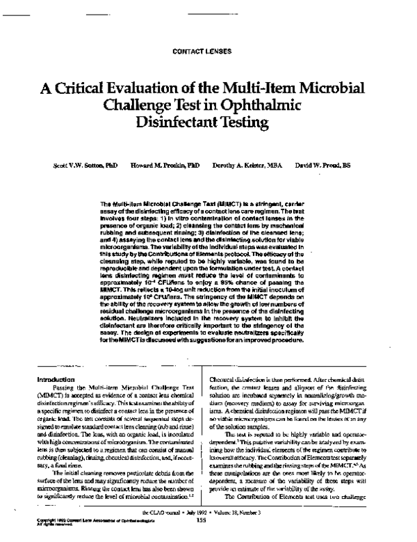 A Critical Evaluation of the Multi-Item Microbial Challenge Test in ...