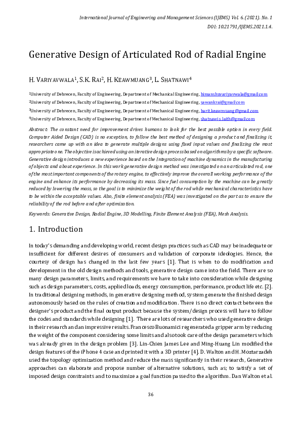 (PDF) Generative Design of Articulated Rod of Radial Engine | Harit Keawmuang and Himanshu ...