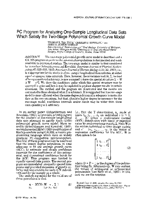 (PDF) PC program for analyzing one-sample longitudinal data sets which ...