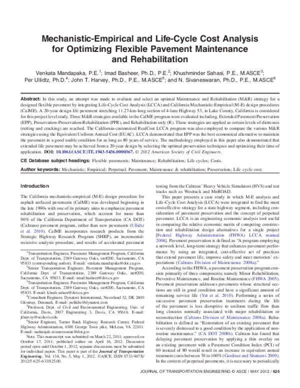 (PDF) Mechanistic-Empirical and Life-Cycle Cost Analysis for Optimizing Flexible Pavement ...