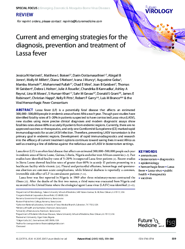 (PDF) Current and emerging strategies for the diagnosis, prevention and ...