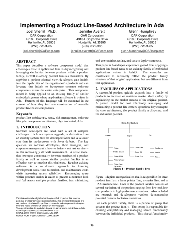 (PDF) Implementing a product line-based architecture in Ada
