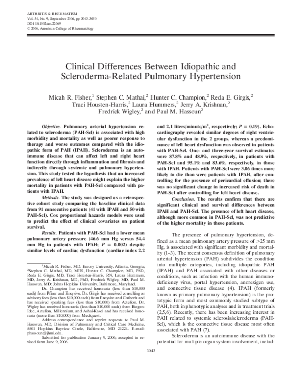 (PDF) Clinical differences between idiopathic and scleroderma‐related ...