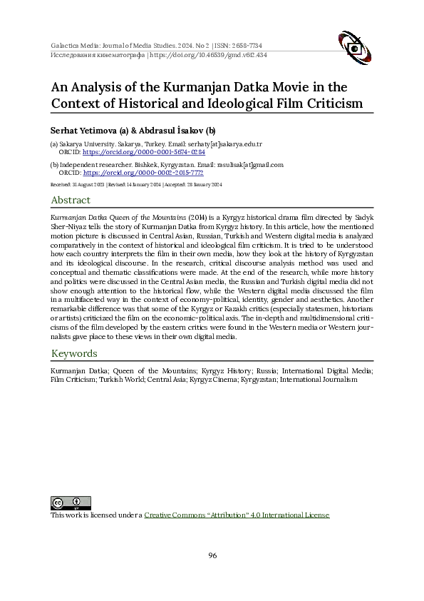 (PDF) An Analysis of the Kurmanjan Datka Movie in the Context of ...