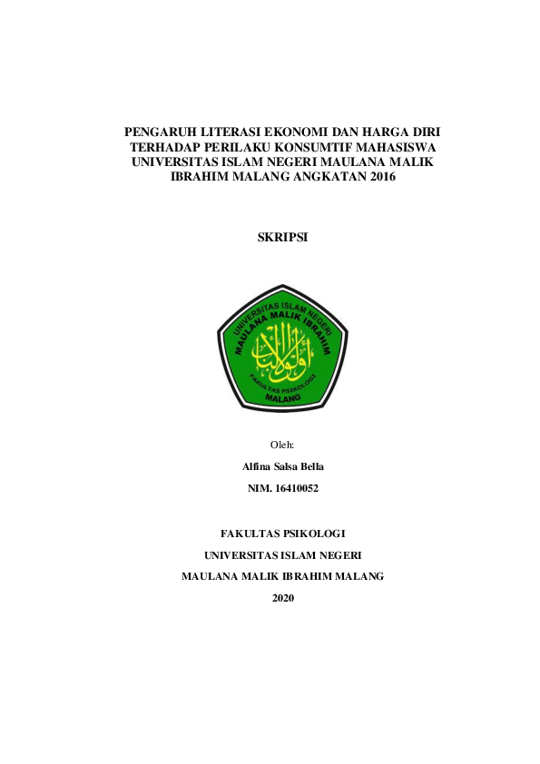 (PDF) Pengaruh Literasi Ekonomi dan Harga Diri terhadap Perilaku Konsumtif Mahasiswa Universitas ...