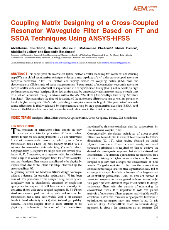 (PDF) Coupling Matrix Designing of a Cross-Coupled ‎Resonator Waveguide ...