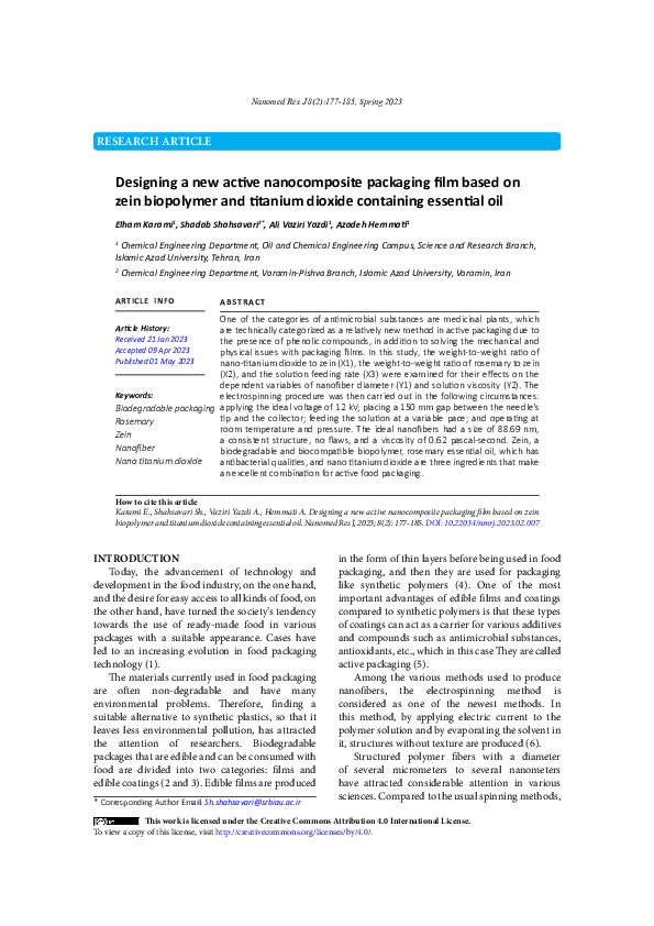 (PDF) Designing a new active nanocomposite packaging film based on zein ...