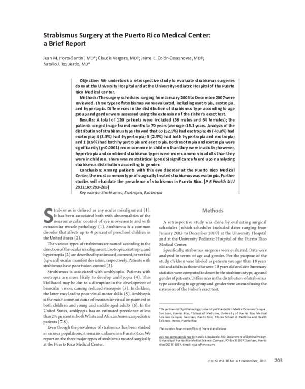 (PDF) Strabismus surgery at the Puerto Rico Medical Center: a brief report
