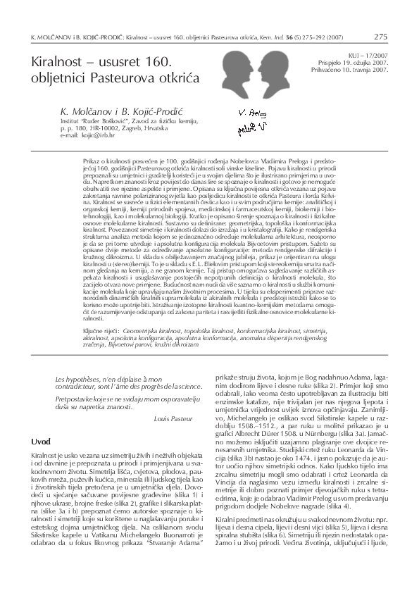 (PDF) Chirality - The forthcoming 160th Anniversary of Pasteur's Discovery