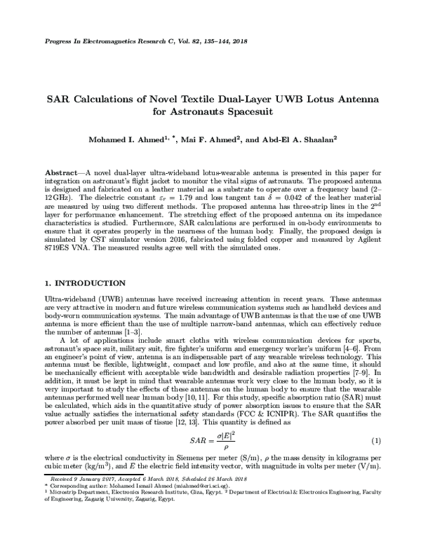 (PDF) Sar Calculations of Novel Textile Dual-Layer Uwb Lotus Antenna ...