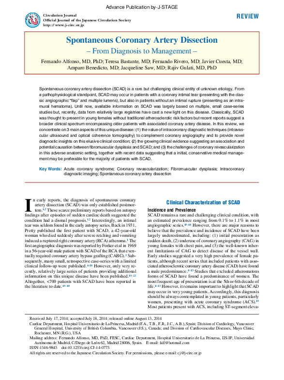 (PDF) Spontaneous coronary artery dissection