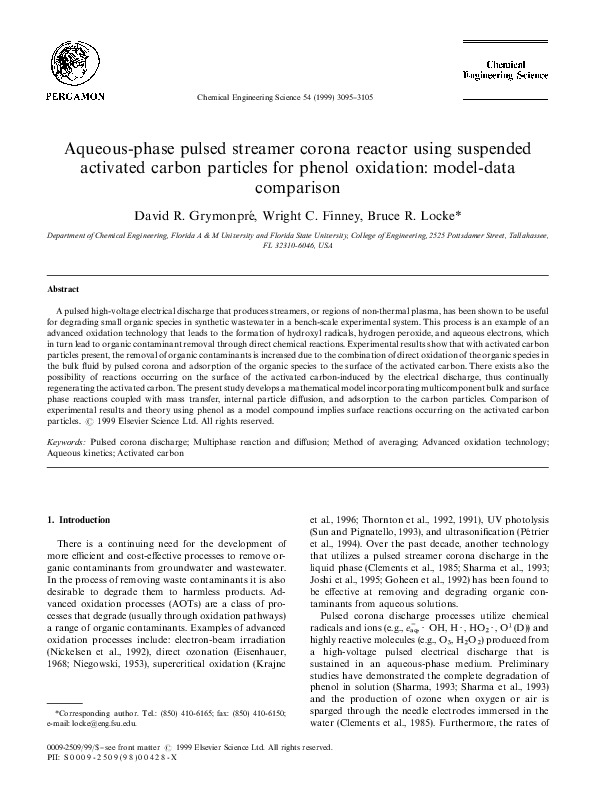 (PDF) Aqueous-phase pulsed streamer corona reactor using suspended ...