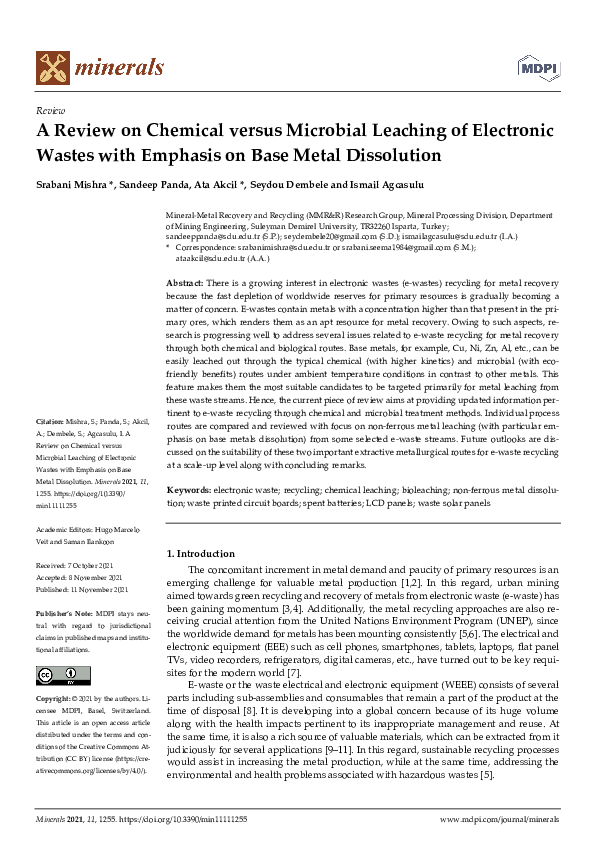 (PDF) A Review on Chemical versus Microbial Leaching of Electronic ...