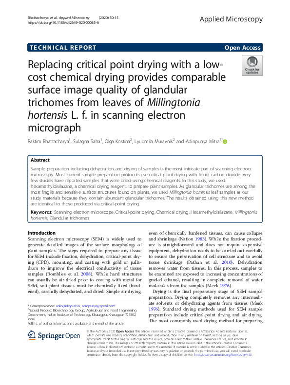 (PDF) Replacing critical point drying with a low-cost chemical drying ...