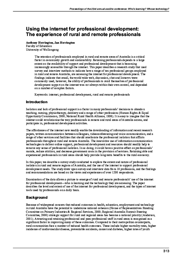 (PDF) Using the internet for professional development: The experience ...