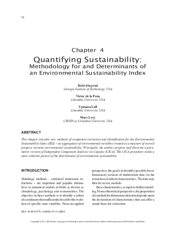 (PDF) Quantifying Sustainability