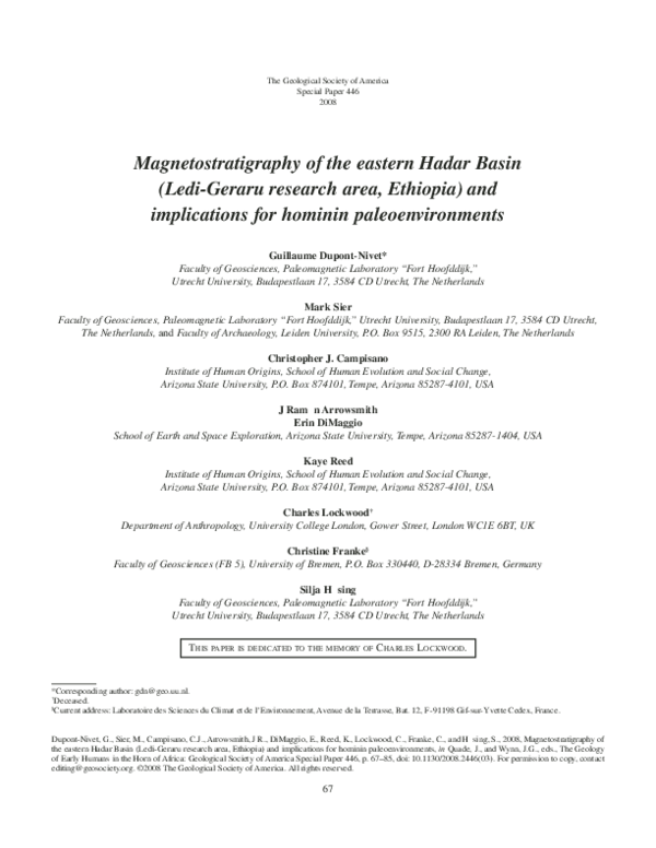(PDF) Magnetostratigraphy of the eastern Hadar Basin (Ledi-Geraru ...