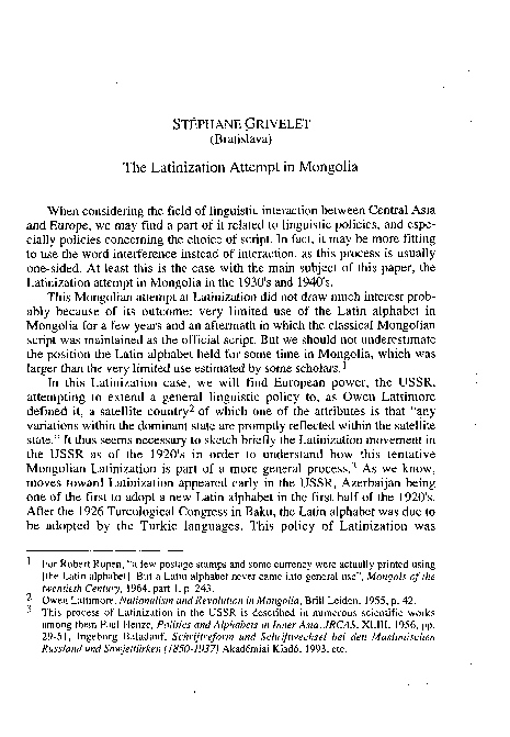 (PDF) The latinization attempt in Mongolia