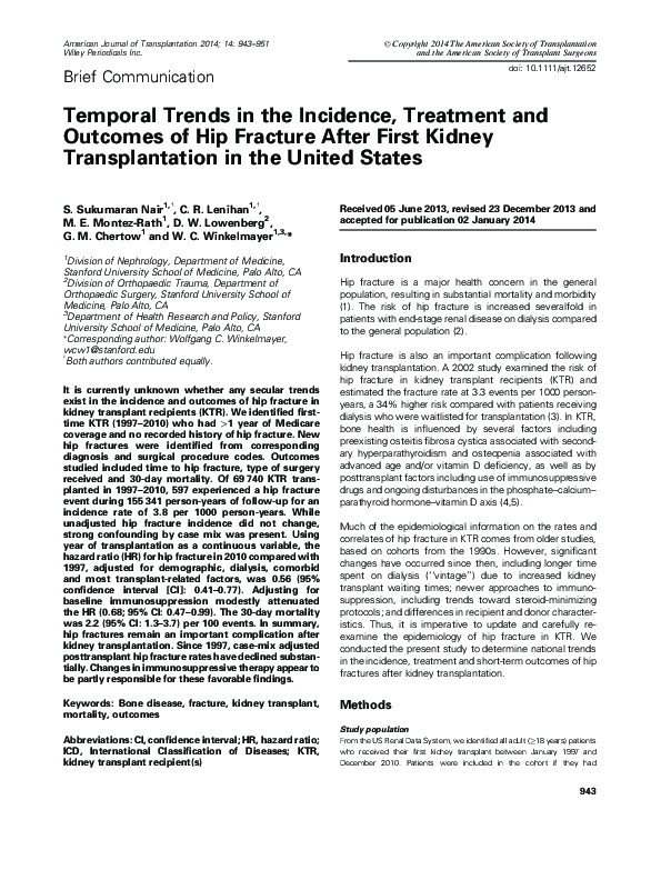 (PDF) Temporal Trends in the Incidence, Treatment and Outcomes of Hip ...