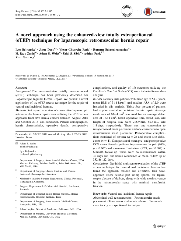 (PDF) A novel approach using the enhanced-view totally extraperitoneal ...