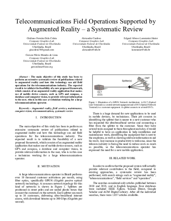 (PDF) Telecommunications Field Operations Supported by Augmented ...