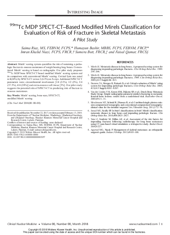 (PDF) 99mTc MDP SPECT-CT–Based Modified Mirels Classification for ...