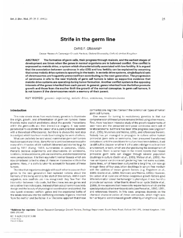 (PDF) Strife in the germ line