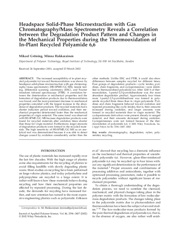(PDF) Headspace solid-phase microextraction with gas chromatography/mass spectrometry reveals a ...