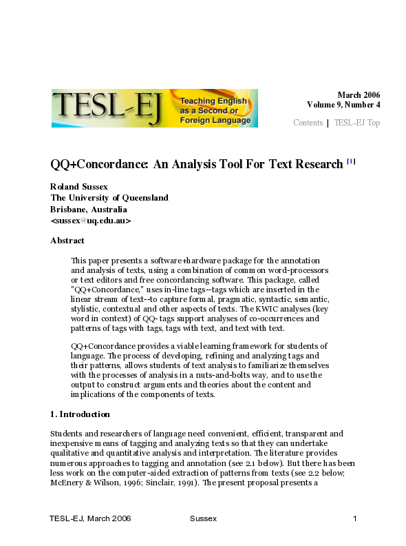 (PDF) Contents | TESL-EJ Top QQ+Concordance: An Analysis Tool For Text ...