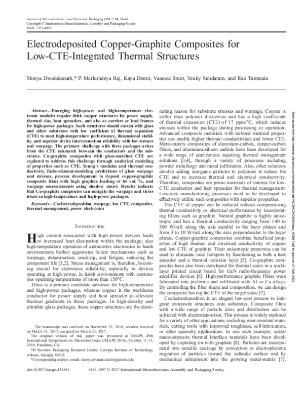 (PDF) Electrodeposited Copper-Graphite Composites for Low-CTE ...