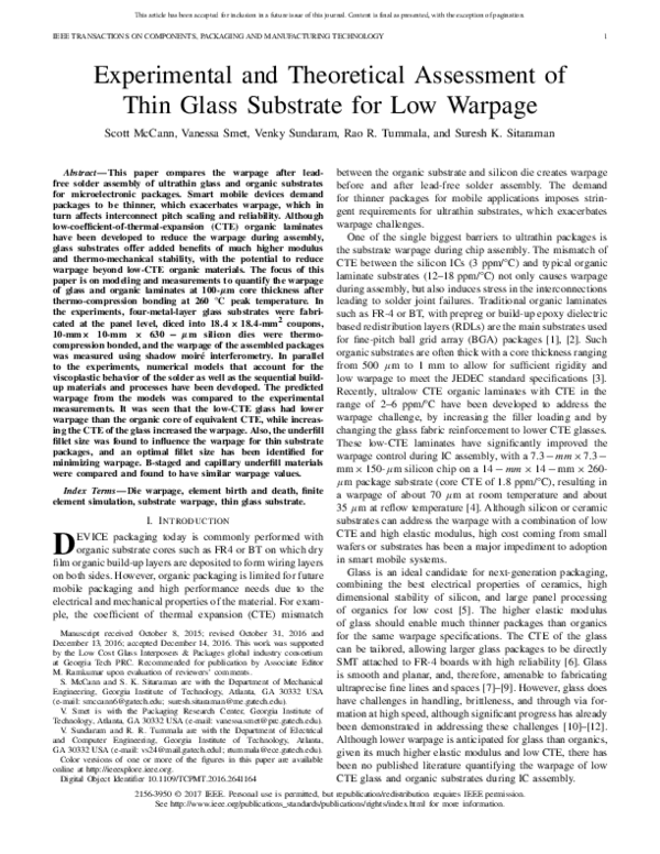 (PDF) Experimental and Theoretical Assessment of Thin Glass Substrate ...