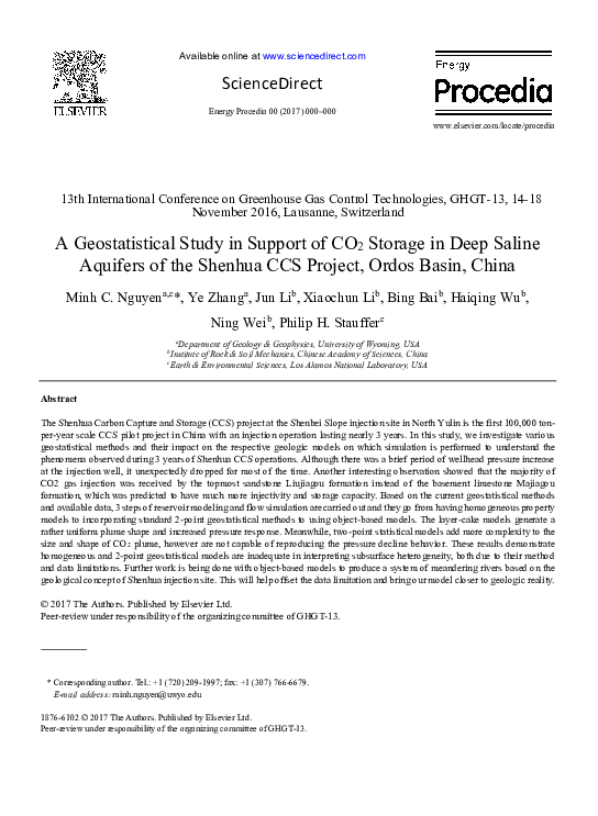 (PDF) A Geostatistical Study in Support of CO2 Storage in Deep Saline ...