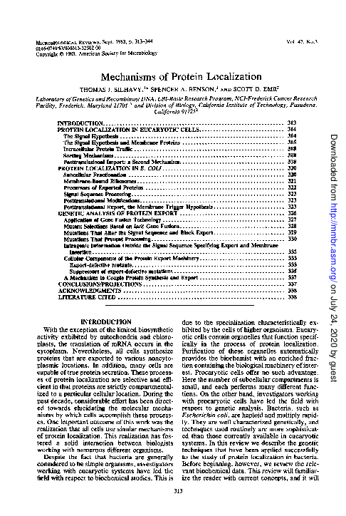 (PDF) Mechanisms of protein localization